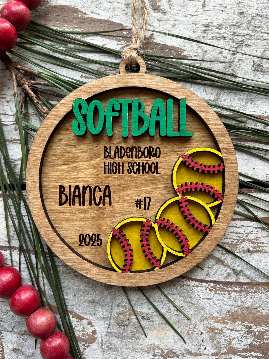 Personalized Softball Player Christmas Tree Ornament | Gift for High ...