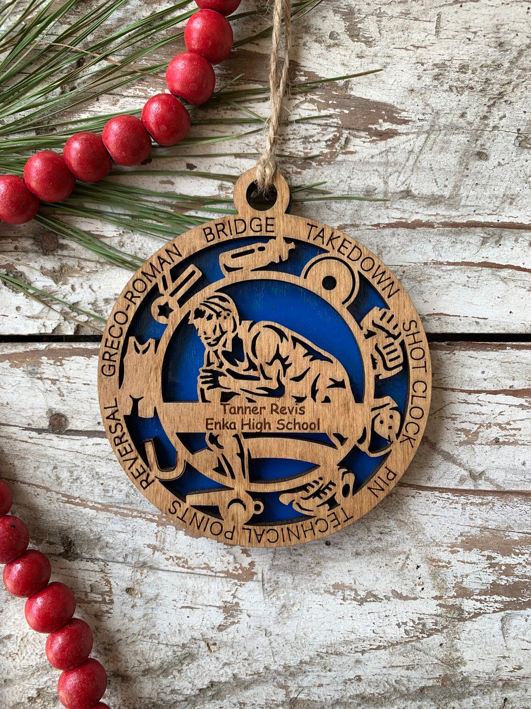 Personalized Wrestling Christmas Tree Ornament | Gift for High School ...