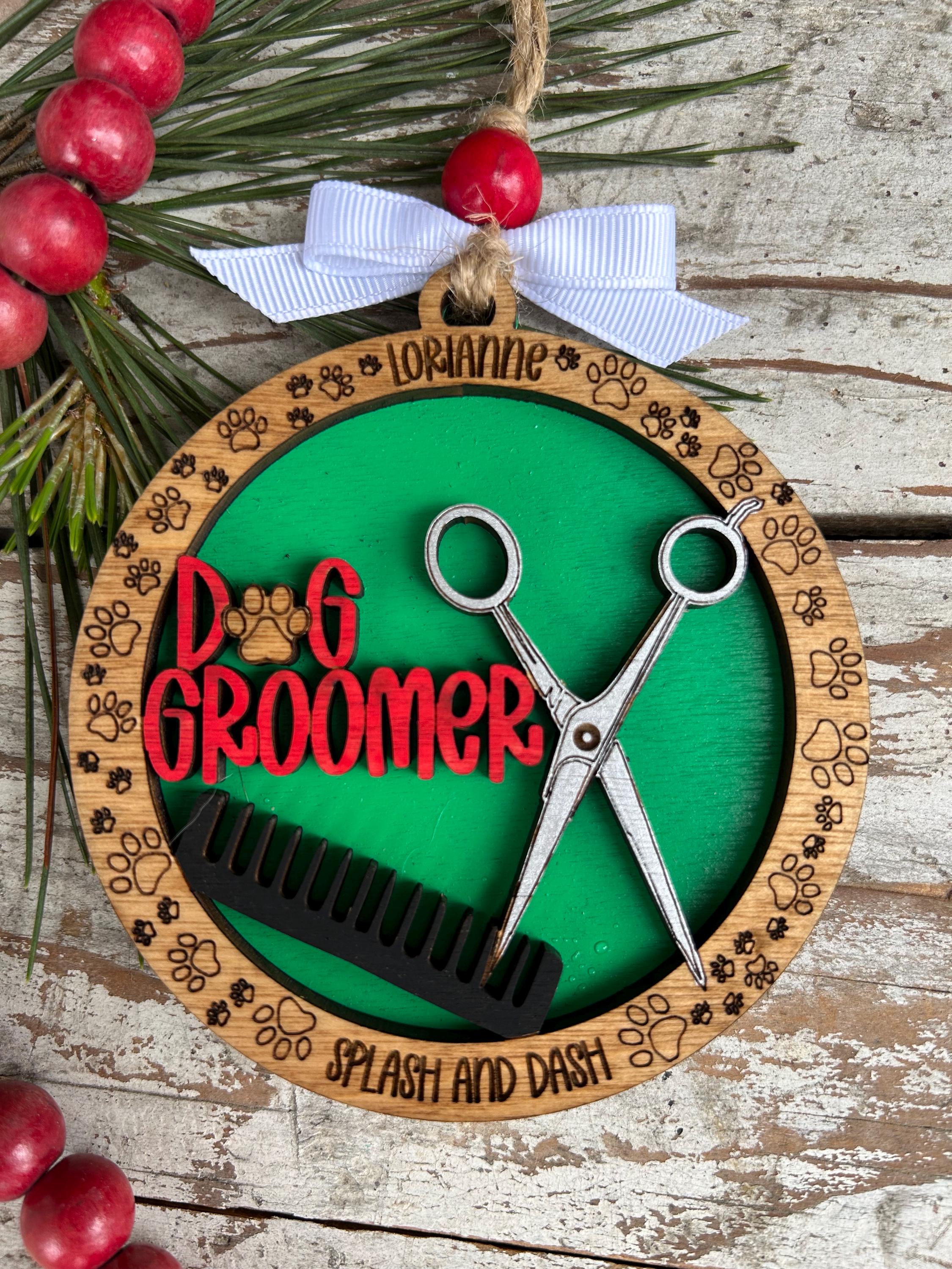 Personalized Dog Groomer Christmas Tree Ornament | Pet Groomer Gift ...