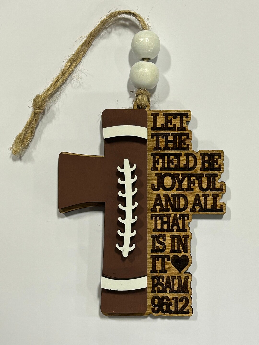 Religious Football Christmas Tree Ornament | Psalm 96:12 | Football ...