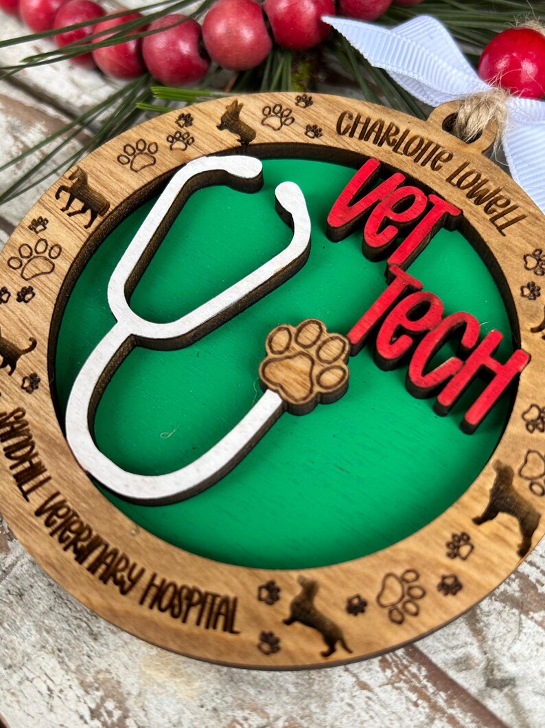 Personalized Vet Tech Christmas Tree Ornament | Veterinarian Technician ...