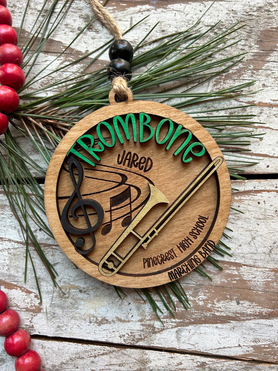 Personalized Trombone Marching Band Christmas Tree Ornament | Brass ...
