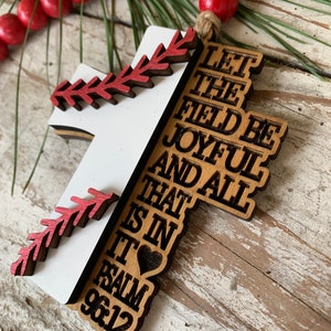 Religious Baseball Christmas Tree Ornament | Psalm 96:12 | Baseball ...