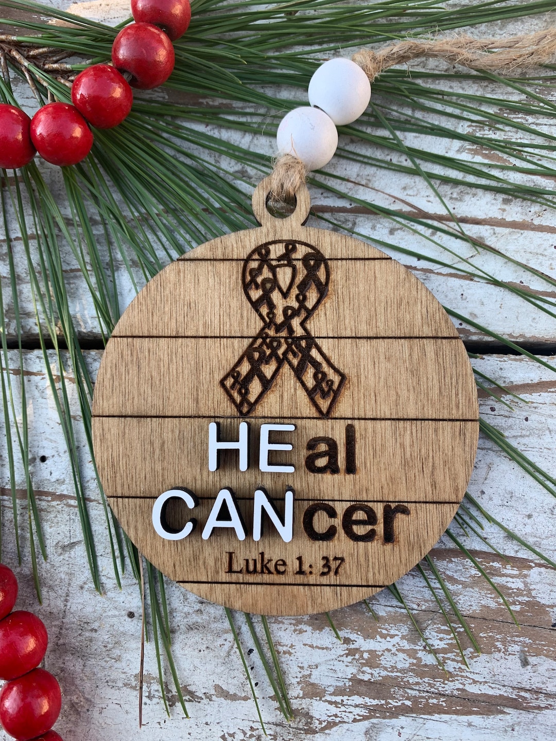 He Can Heal Cancer Luke 1:37 Religious Christmas Tree Ornament | Hope ...
