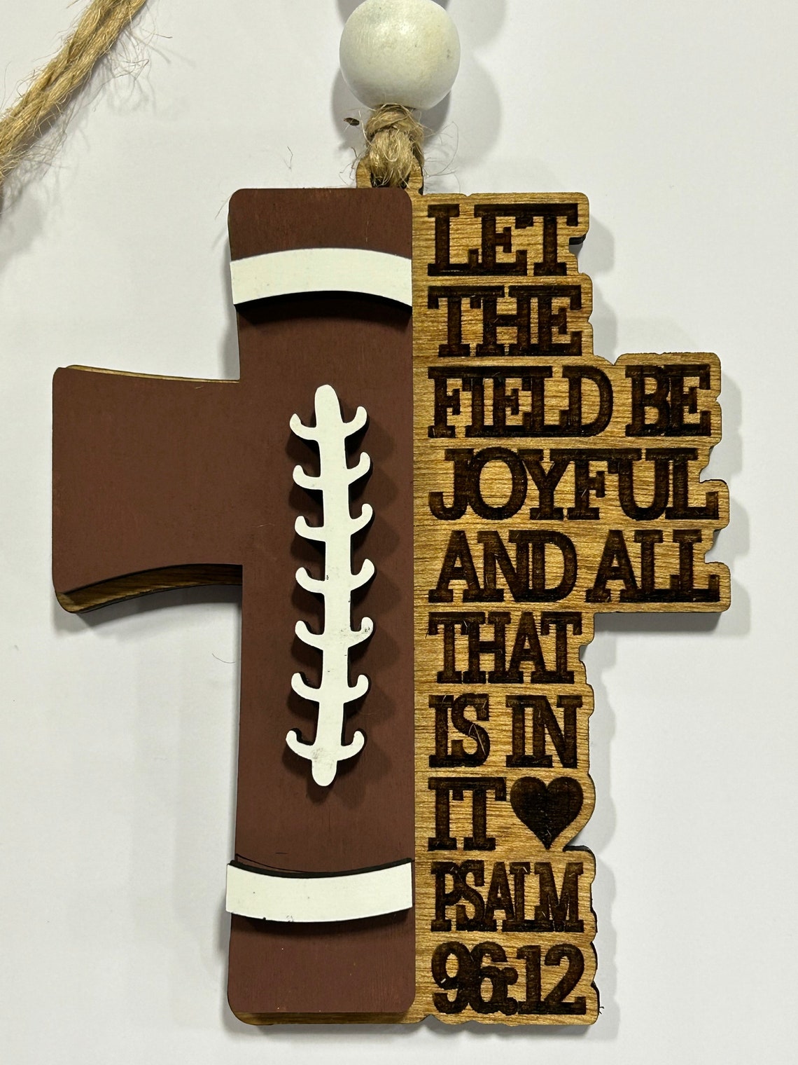 Religious Football Christmas Tree Ornament | Psalm 96:12 | Football ...