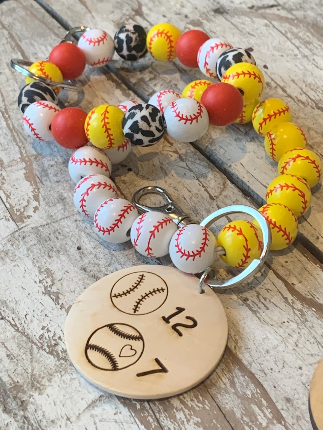 Personalized Baseball and Softball Mom Combo Wristlet Keychain With ...