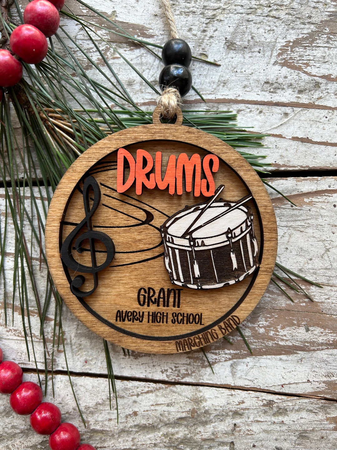 Personalized Drums Marching Band Christmas Tree Ornament | Quints ...