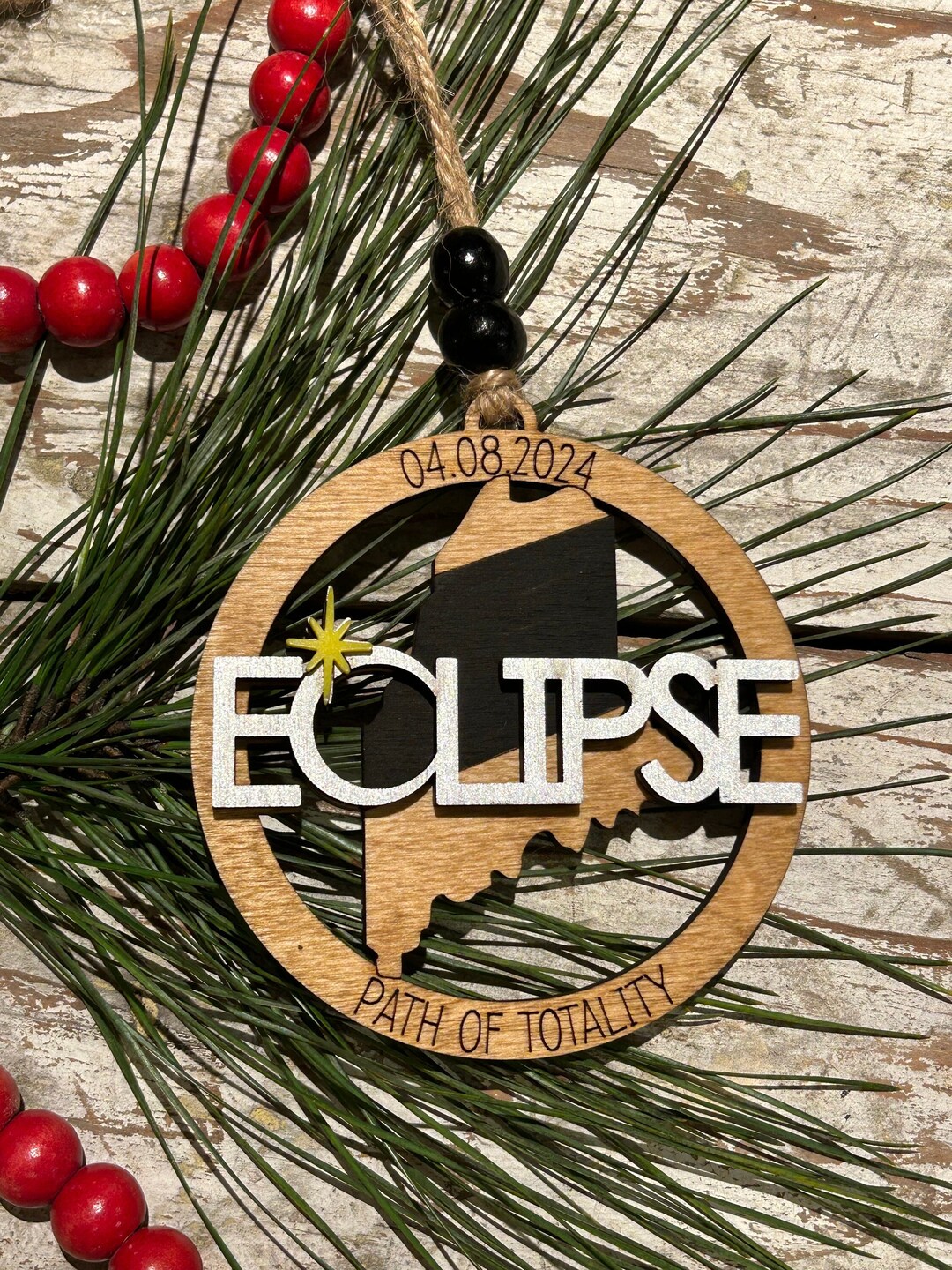 2024 Maine Total Solar Eclipse Christmas Tree Ornament Eclipse Keepsake ...
