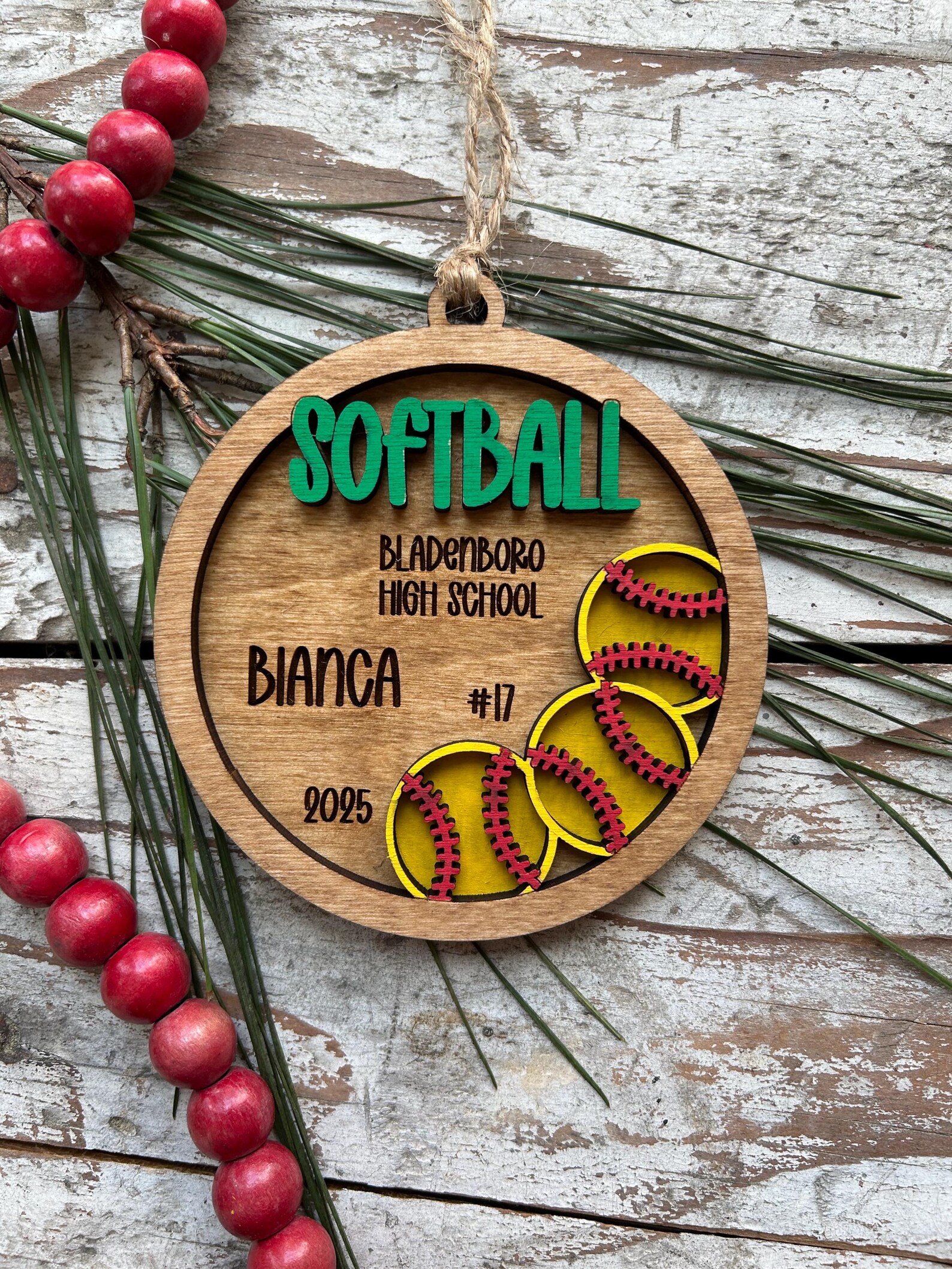 Personalized Softball Player Christmas Tree Ornament | Gift for High ...