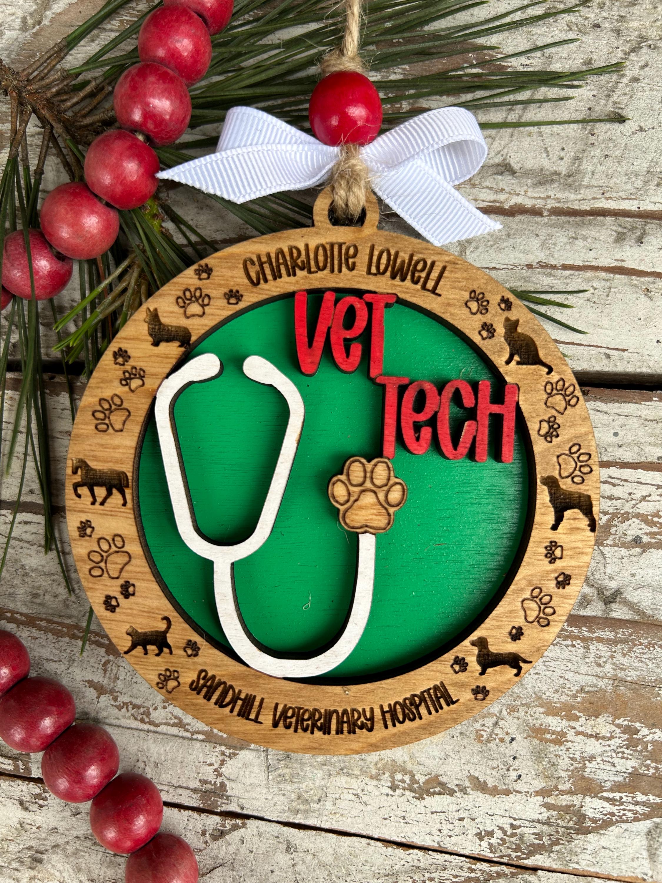 Personalized Vet Tech Christmas Tree Ornament | Veterinarian Technician ...