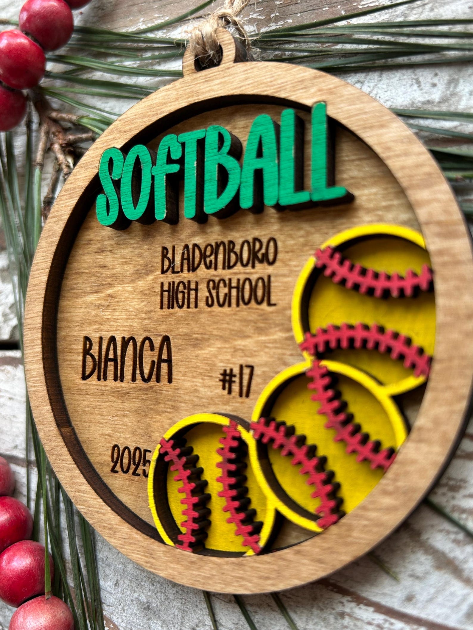Personalized Softball Player Christmas Tree Ornament | Gift for High ...