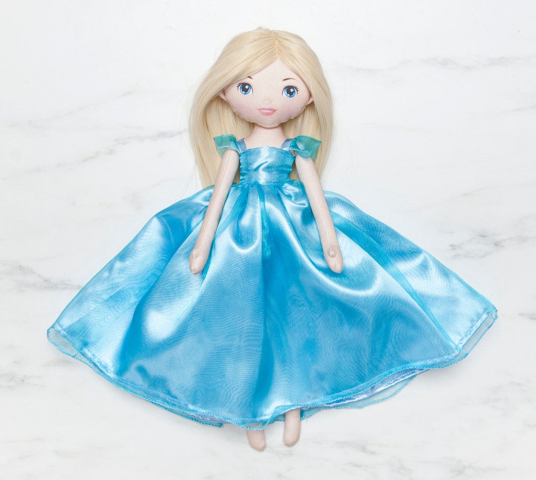 Princess Doll - Cotton Rag Doll in a Turquoise Ball Gown - Etsy