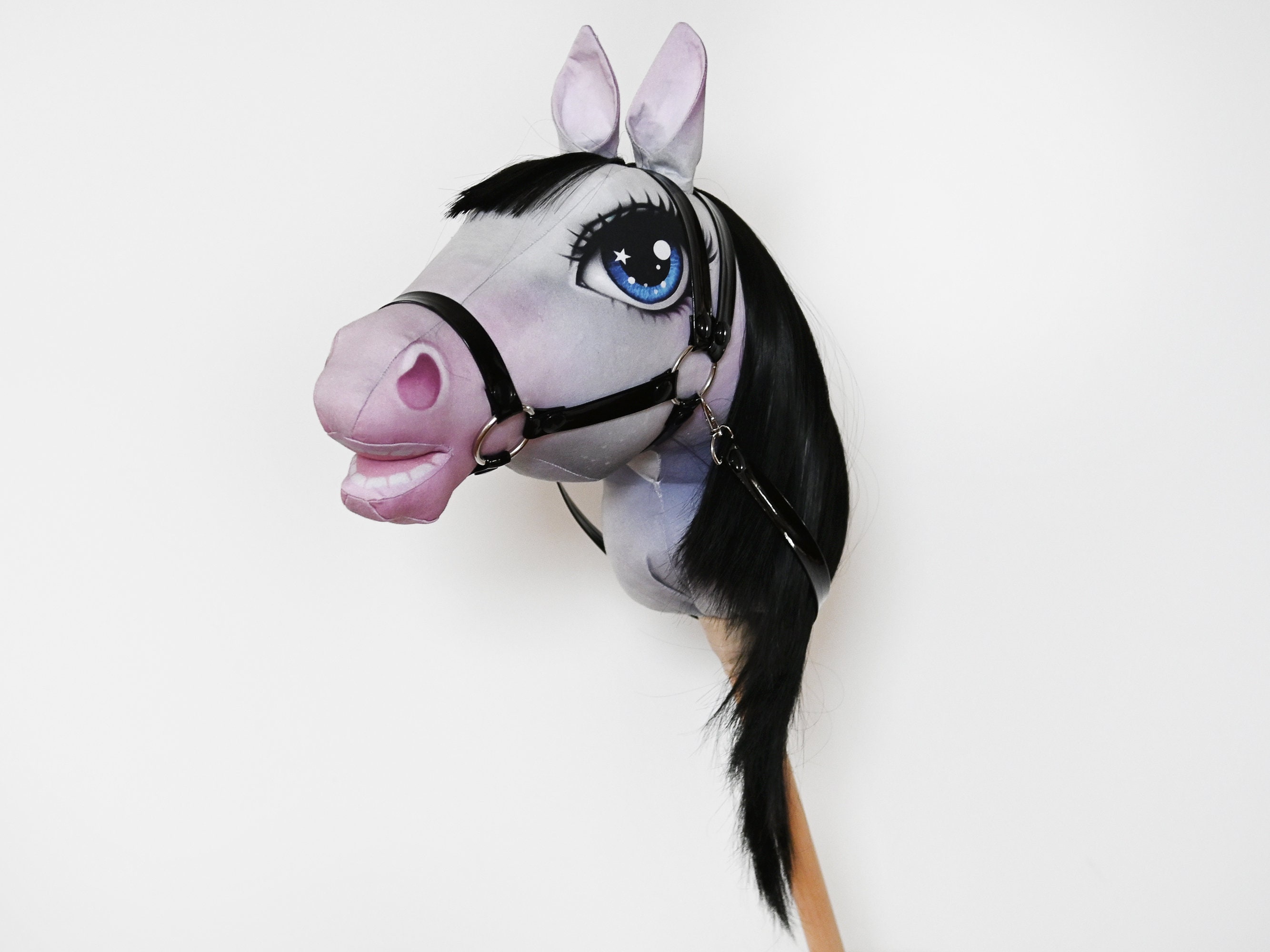 Hobby Horse a Horse on a Stick With Black Mane - Etsy