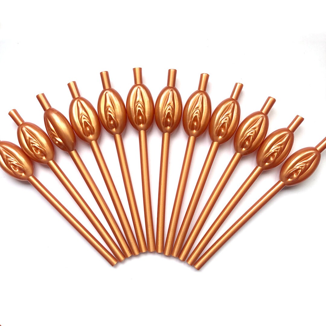 12pcs Rose Golden Pussy Vagina Straws Lesbian Hen Party Pussy Straws Etsy