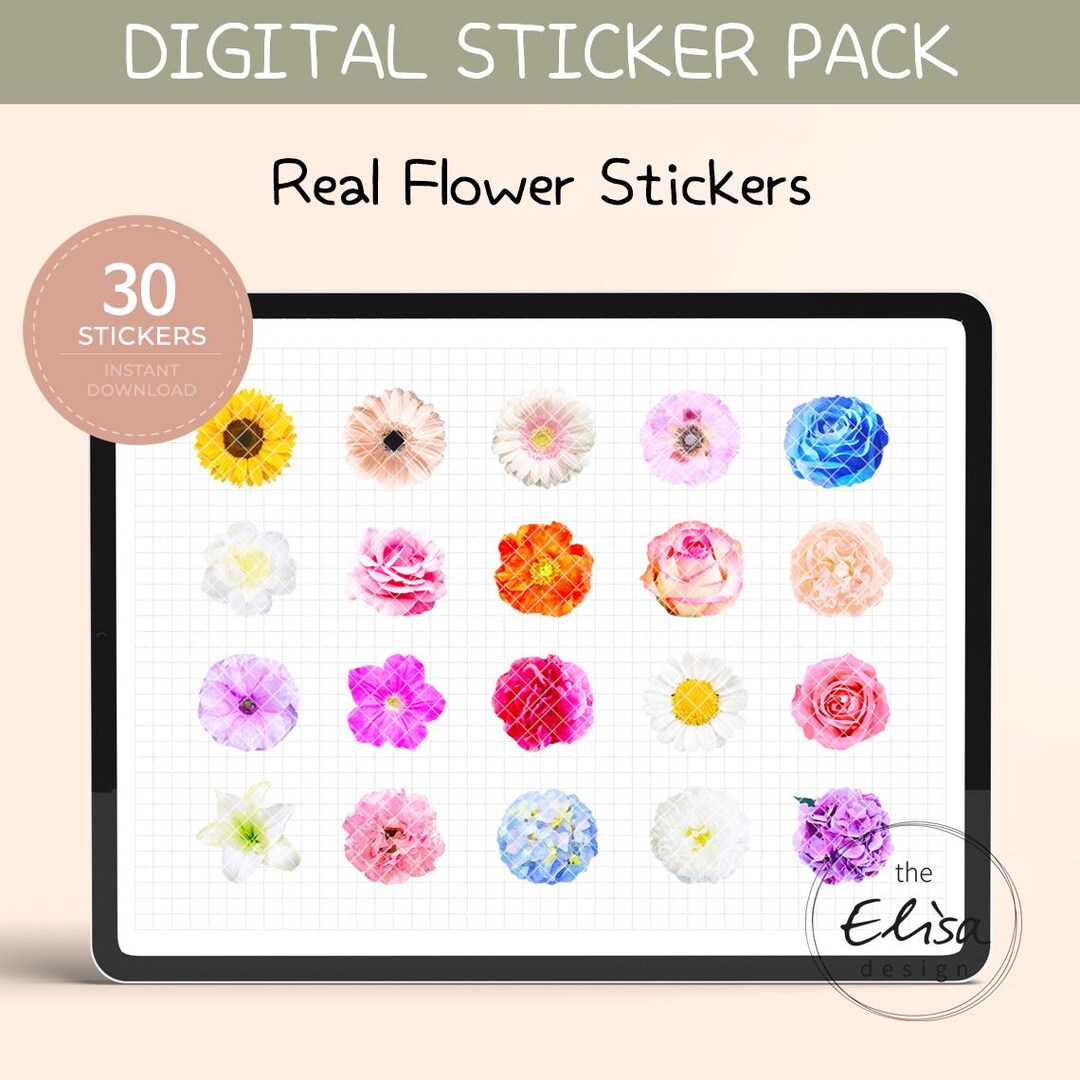 Real Flower Digital Stickers, Goodnotes Digital Stickers, Digital ...