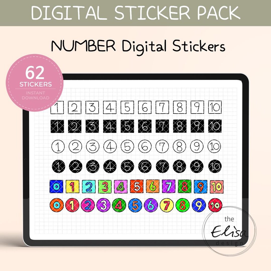 Number Digital Stickers, Planner Graphics (PNG) - Etsy