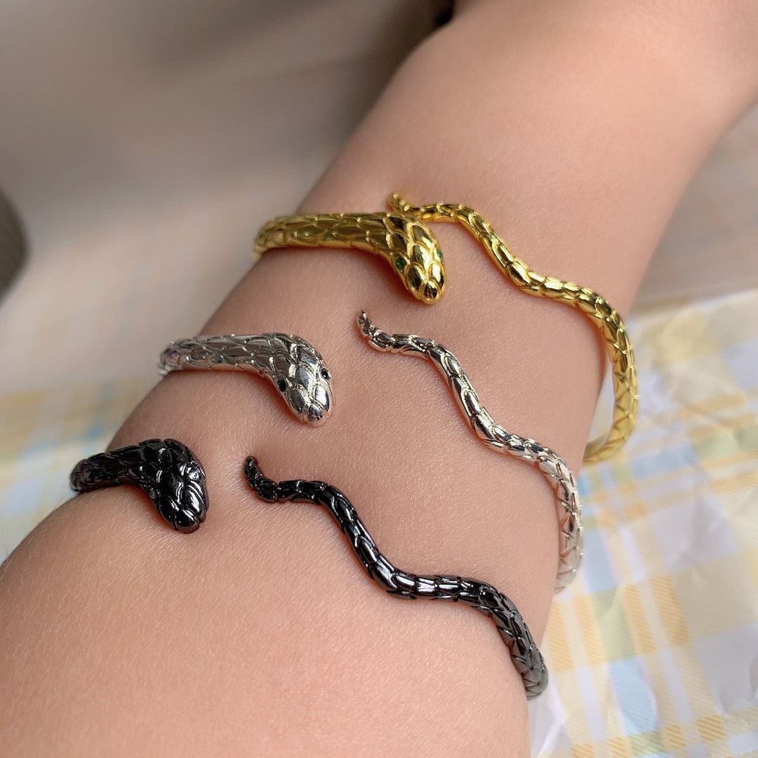 Halloween Vintage Snake Bracelet Cuff, Gold Snake Cuff Bracelet ...