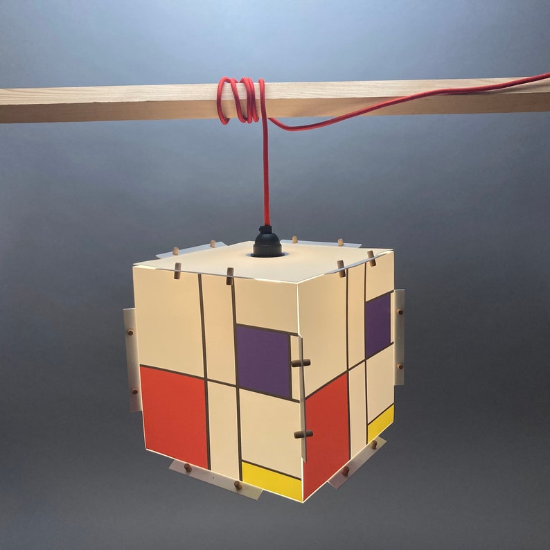 Piet Mondrian Inspired Pendant Light. Bauhaus Design Colorful Lampshade ...