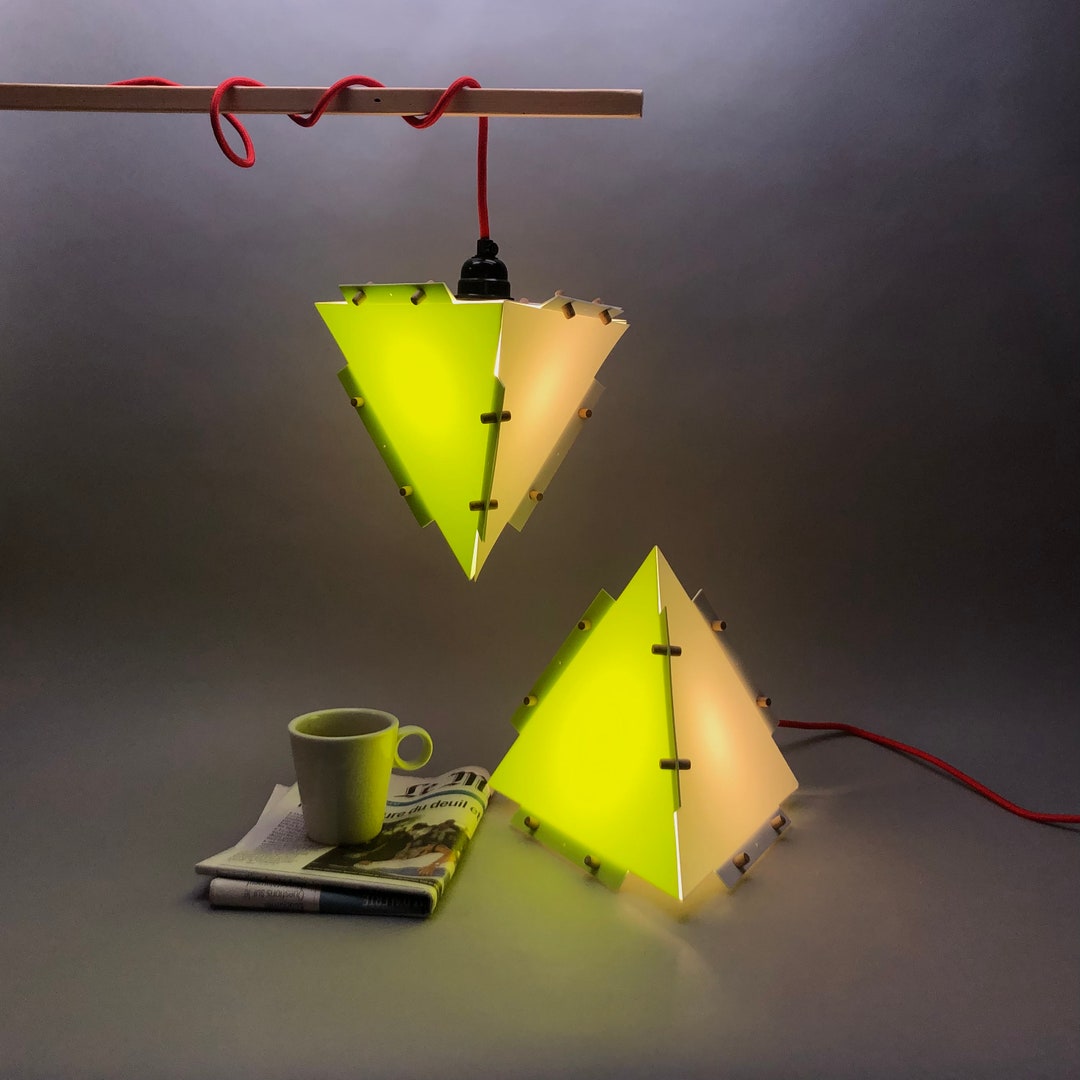 Set of 2 Colorful Origami Style Light Fixtures Easy to Assemble to Hang ...