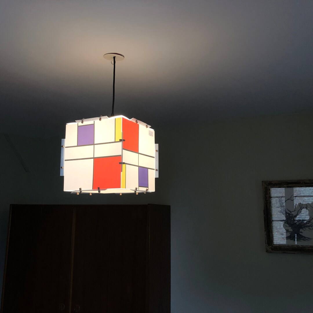 Piet Mondrian Inspired Pendant Light. Home Decor Hanging Light - Etsy