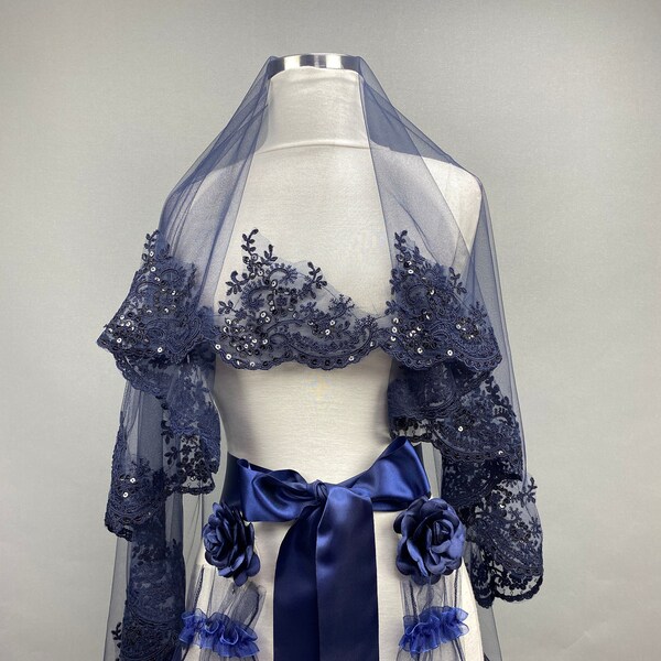 Royal Blue Wedding Veil - Etsy