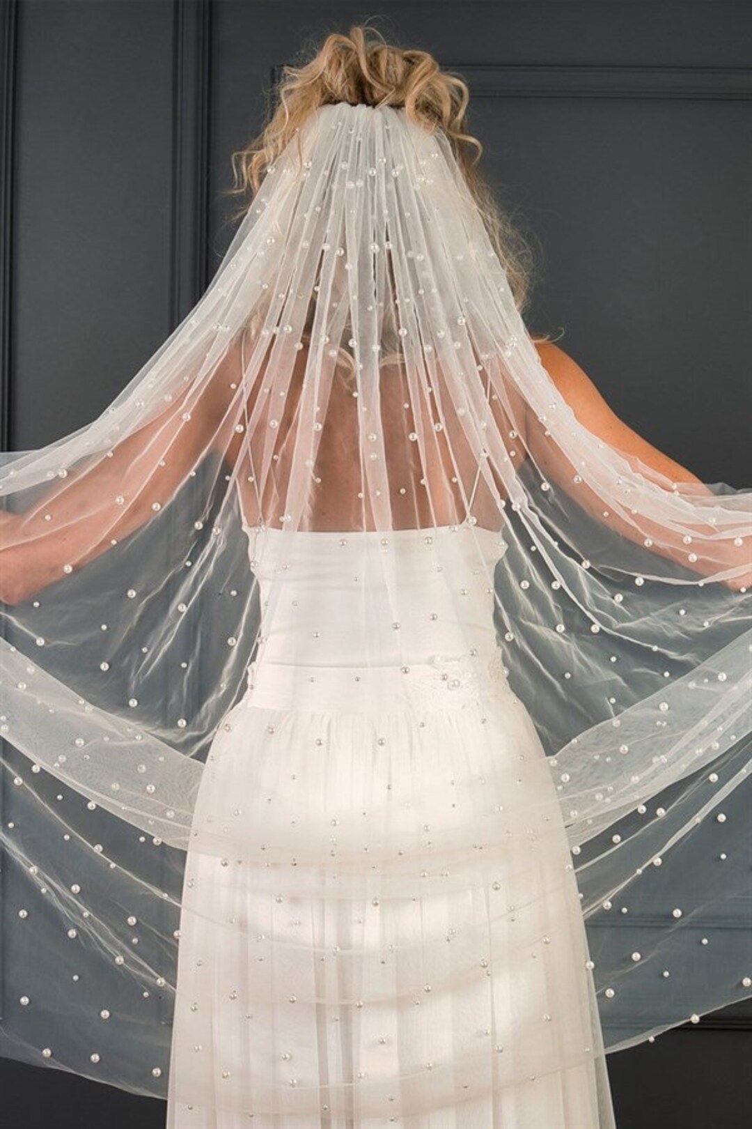 Pearl Embroidered Cathedral Wedding Veil - off White, 130 CM - Etsy