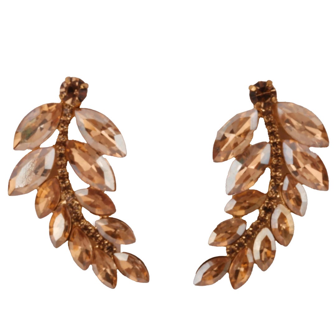 Elevate Your Style With Modern Crystal Leaf Design Earrings - Etsy