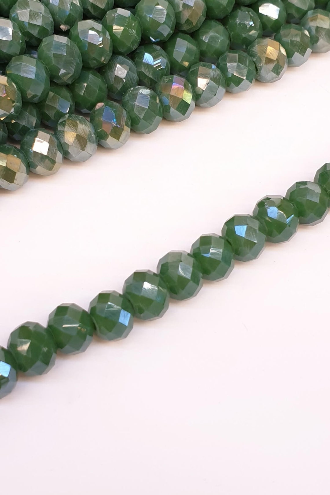 Coating Dark Green Crystal Beads 8 Mm A Yarn Glass Bead | Etsy