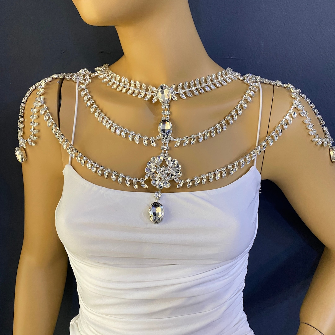 Wedding Dress Shoulder Jewelry - Crystal Body Accessory - Bridal ...