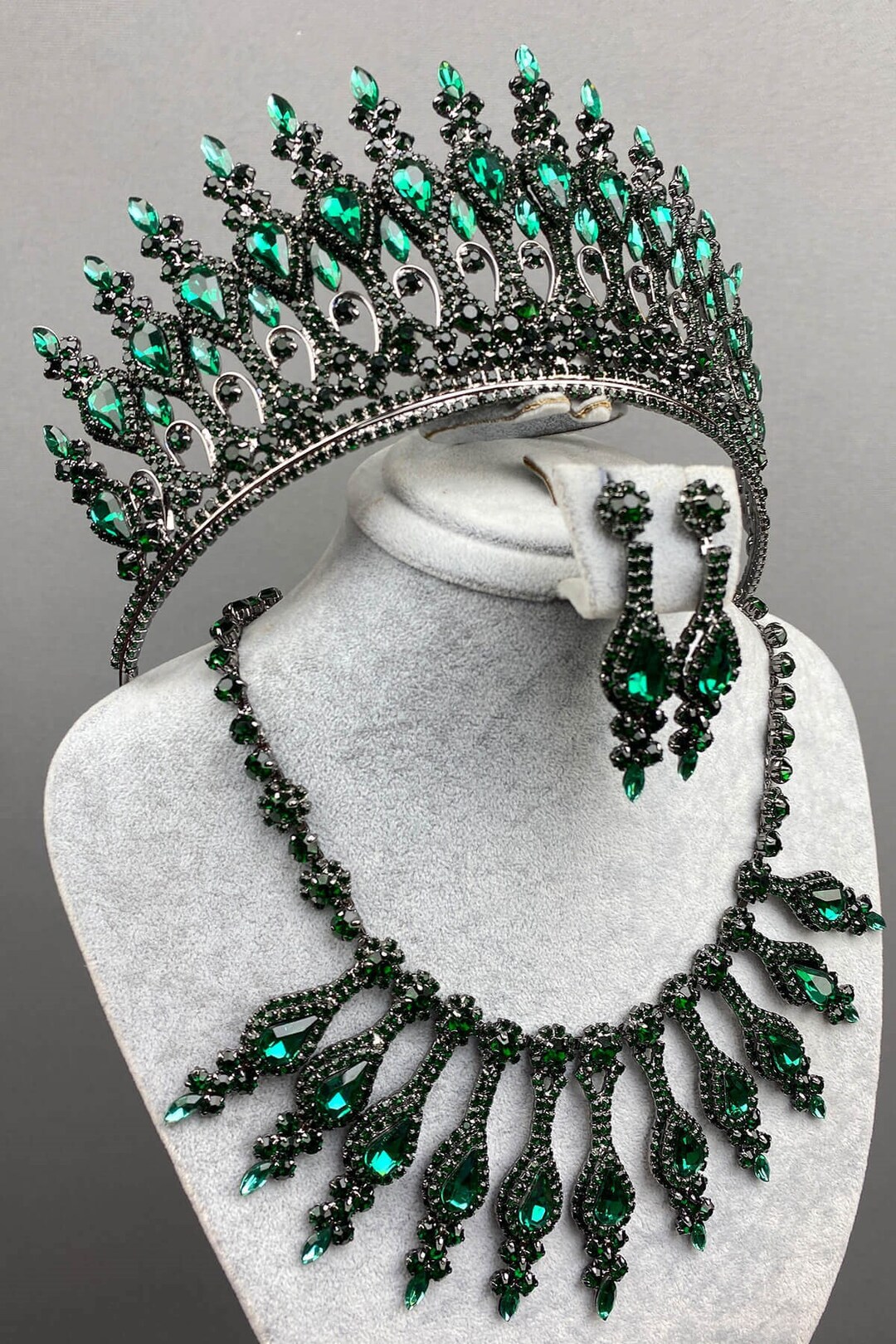 Green Henna Bridal Henna Crown Necklace Earring Set Wedding, Flowering ...