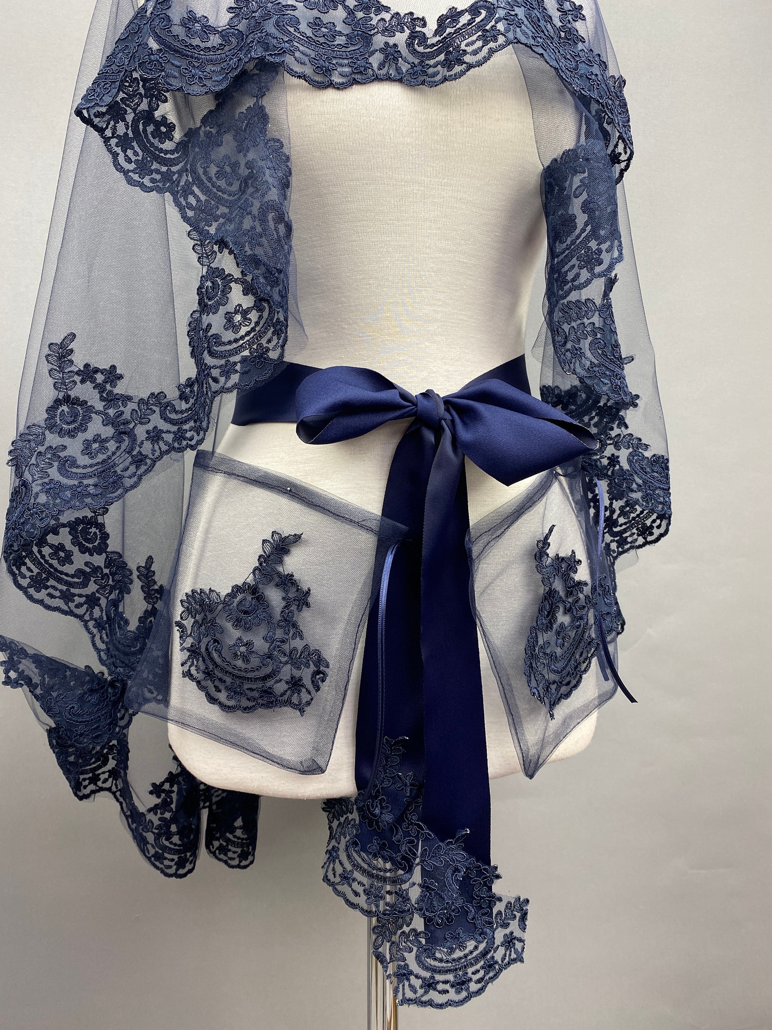 Navy Blue Bridal Veil Face Cover Wedding Veil Tulle Bridal - Etsy