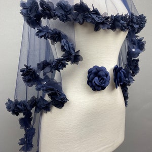 Navy Blue Bridal Veil, Face Cover Wedding Veil, Tulle Bridal Veil ...