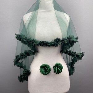 Green Bridal Veil, Face Cover Wedding Veil, Tulle Bridal Veil, Bridal ...