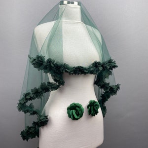 Green Bridal Veil, Face Cover Wedding Veil, Tulle Bridal Veil, Bridal ...