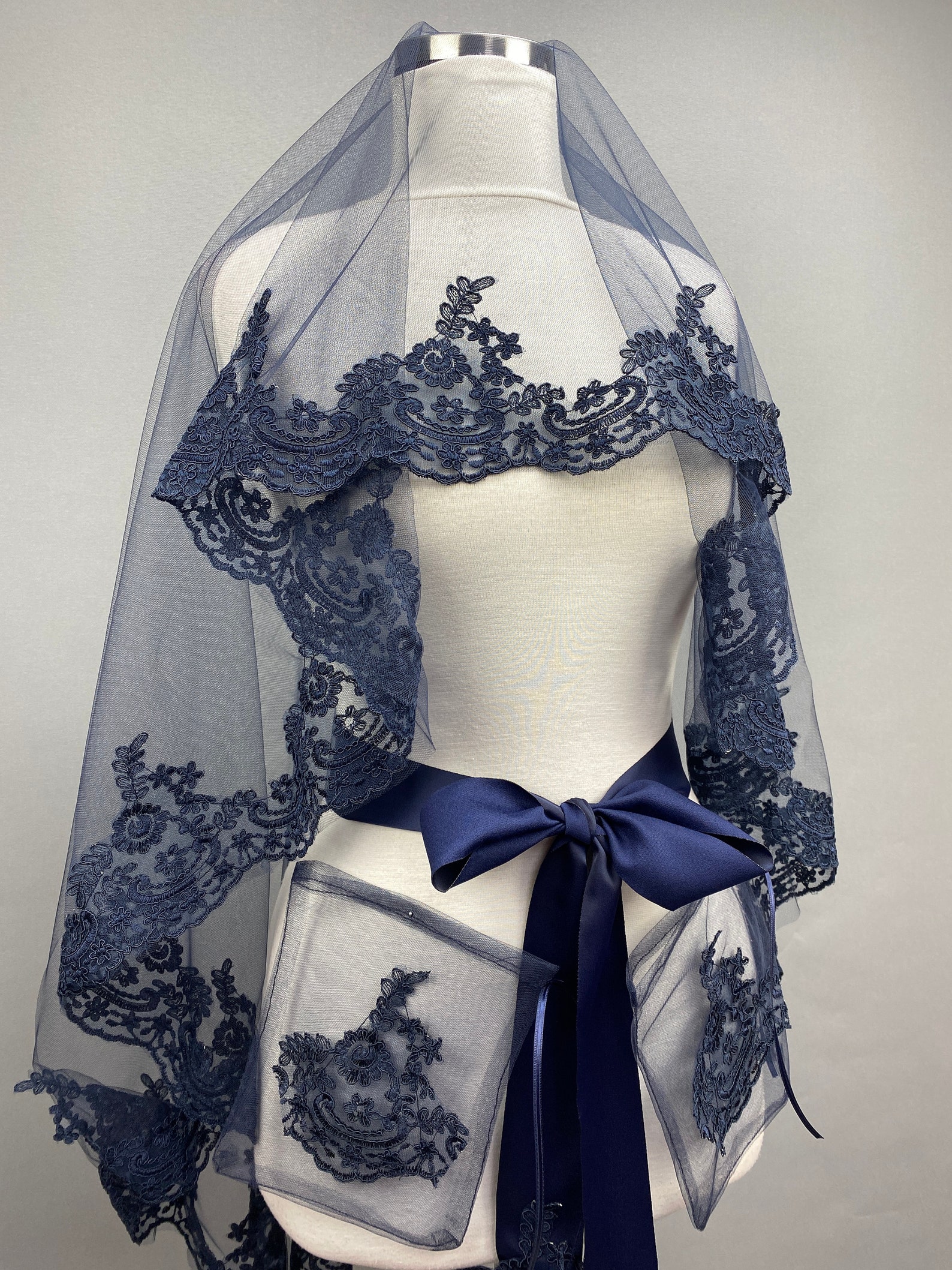 Navy Blue Bridal Veil Face Cover Wedding Veil Tulle Bridal - Etsy