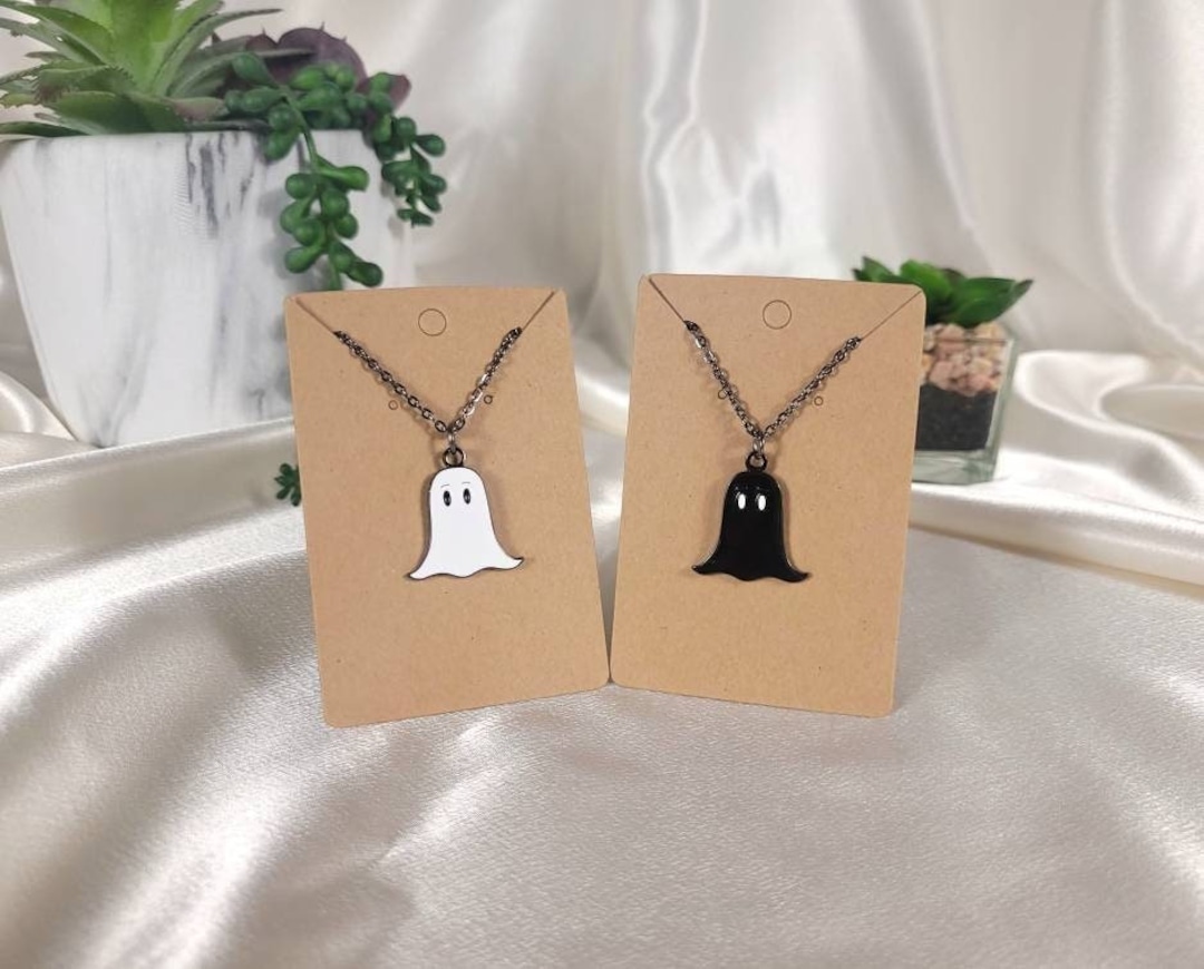 Matching Ghost Necklaces, Black and White Ghosts, Friendship Necklace ...