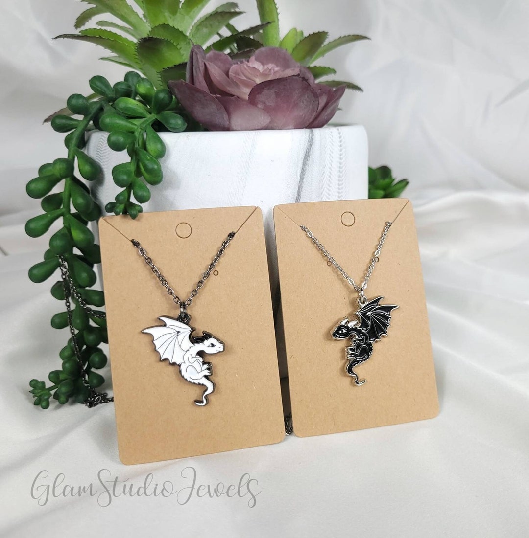 Black and White Dragon Matching Necklaces, Friendship Jewelry - Etsy