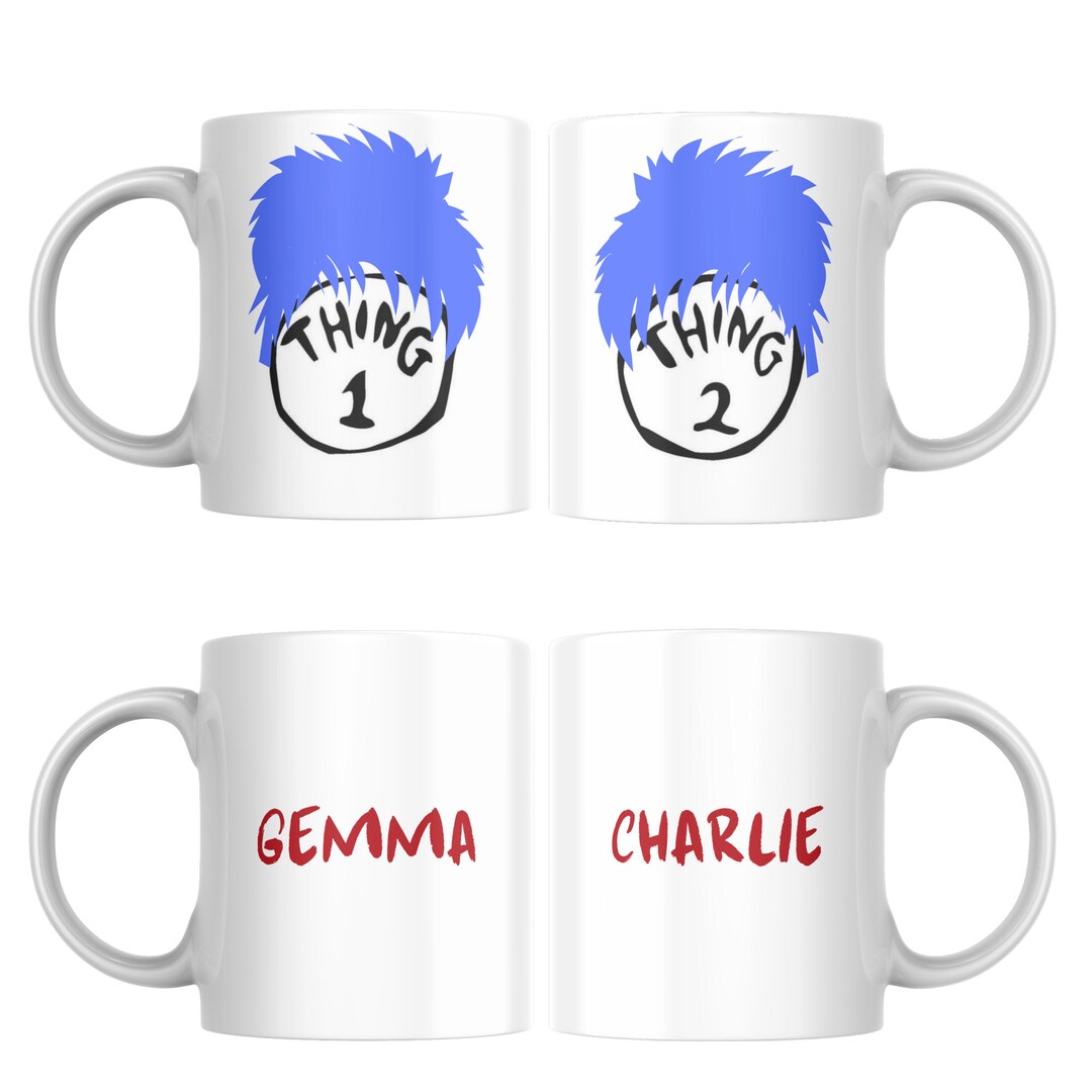 Dr Seuss Thing One / Thing Two Mug Set Cat in the Hat Mug FREE UK ...