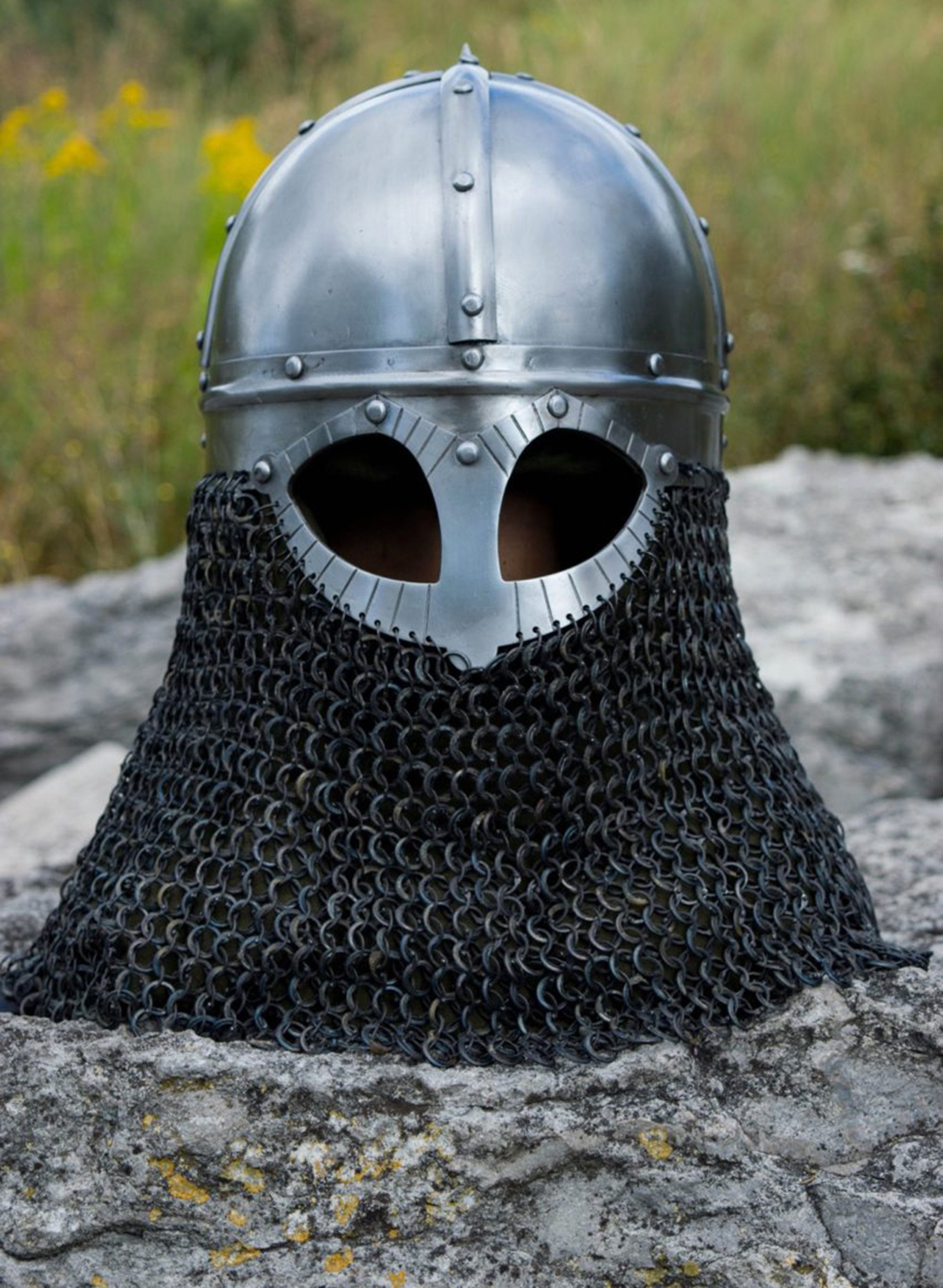 Ancient Armor Steel Warrior Medieval Early Viking Helmet & Chain Mail ...