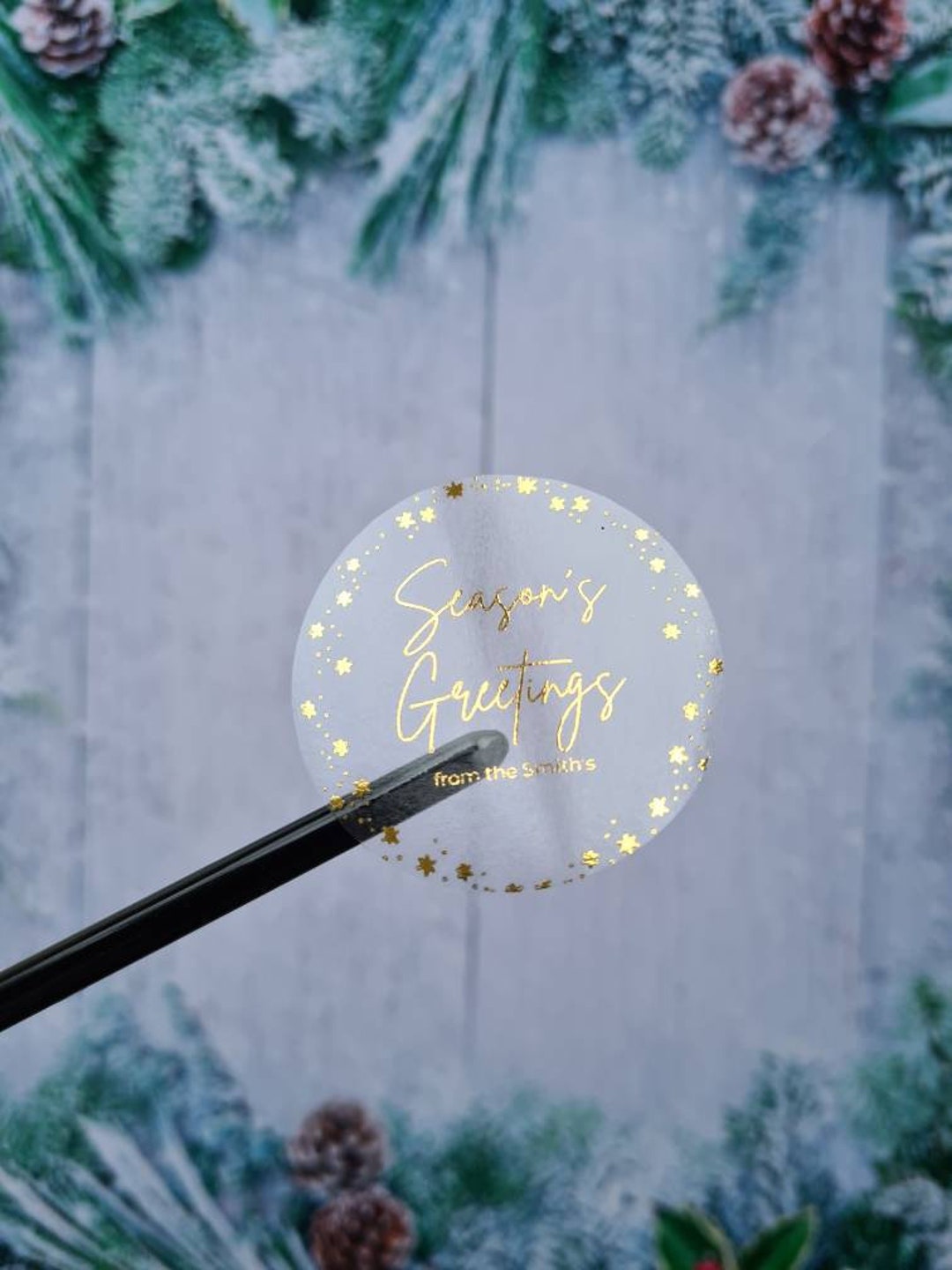 Personalised Christmas Stickers, Transparent Metallic Personalised ...