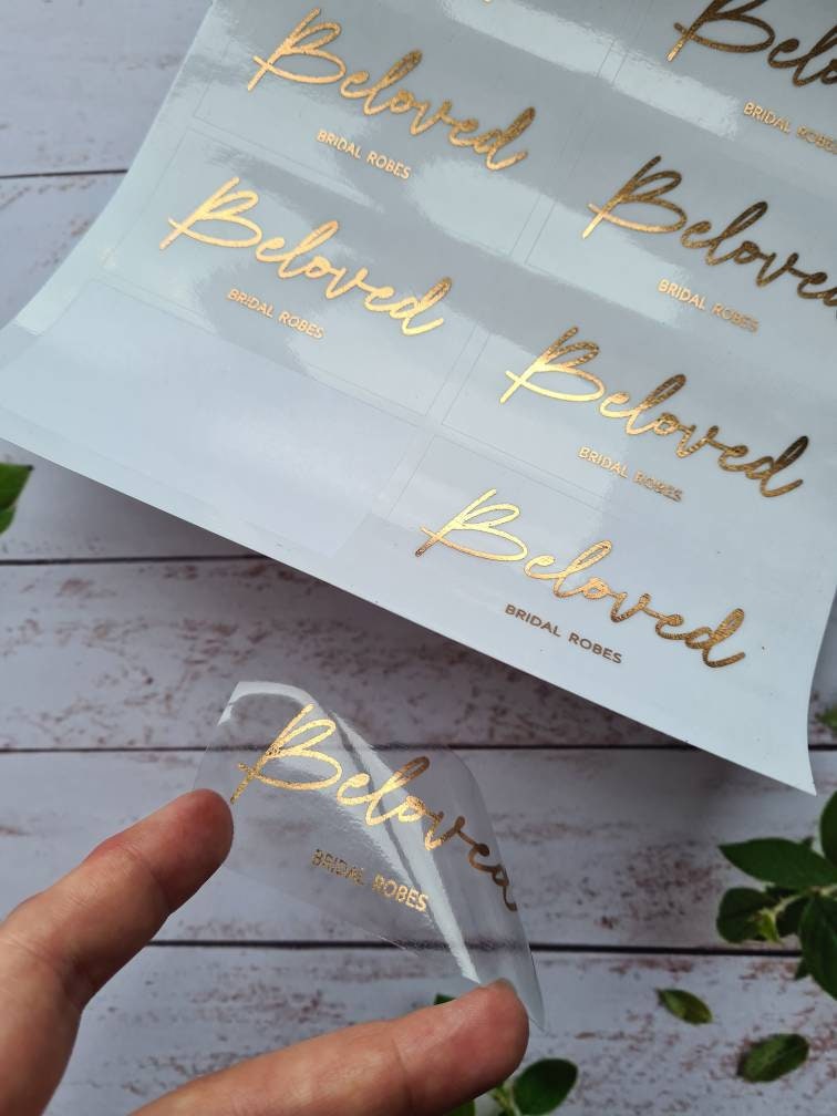 Transparent metallic Personalised logo stickers foil | Etsy