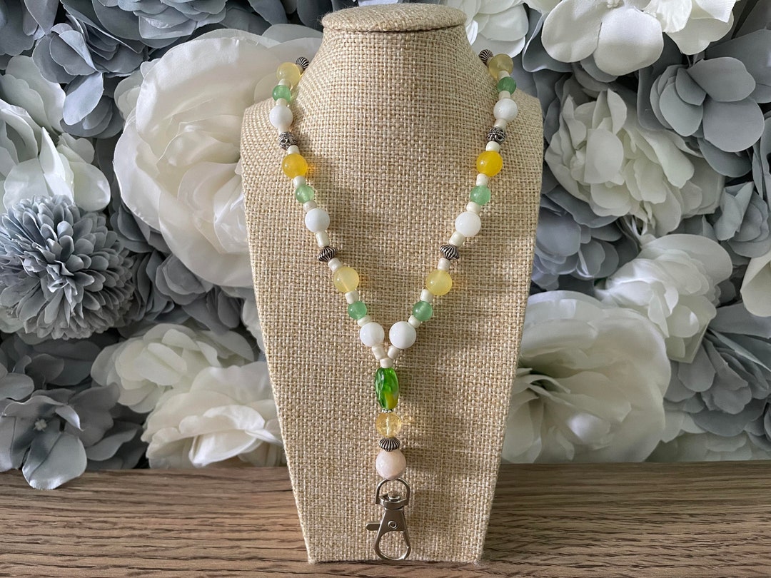 White Shell & Gemstone Lanyard - Etsy