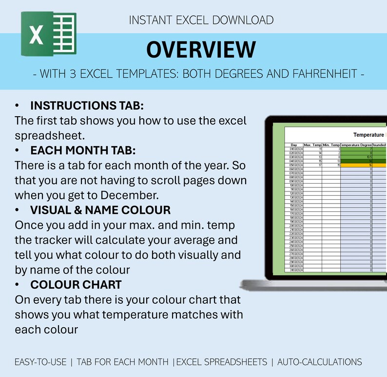 Temperature Blanket Tracker Excel Spreadsheet - Etsy