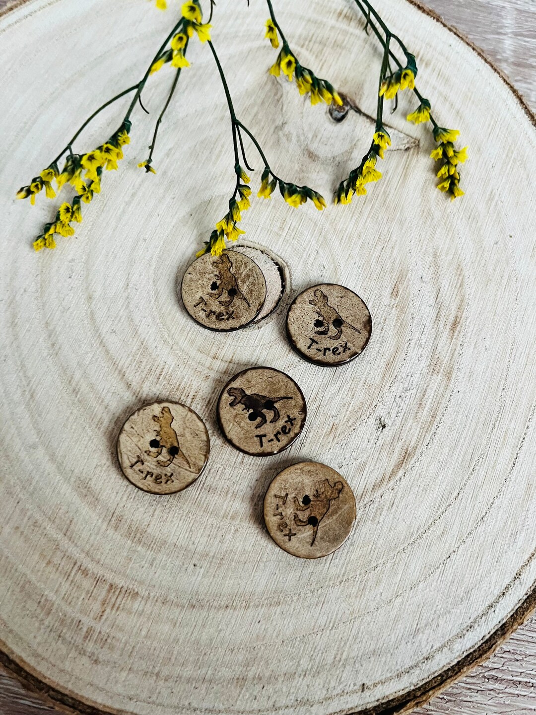 Buttons Coconut Dino Dinosaur T-rex 20 Mm - Etsy