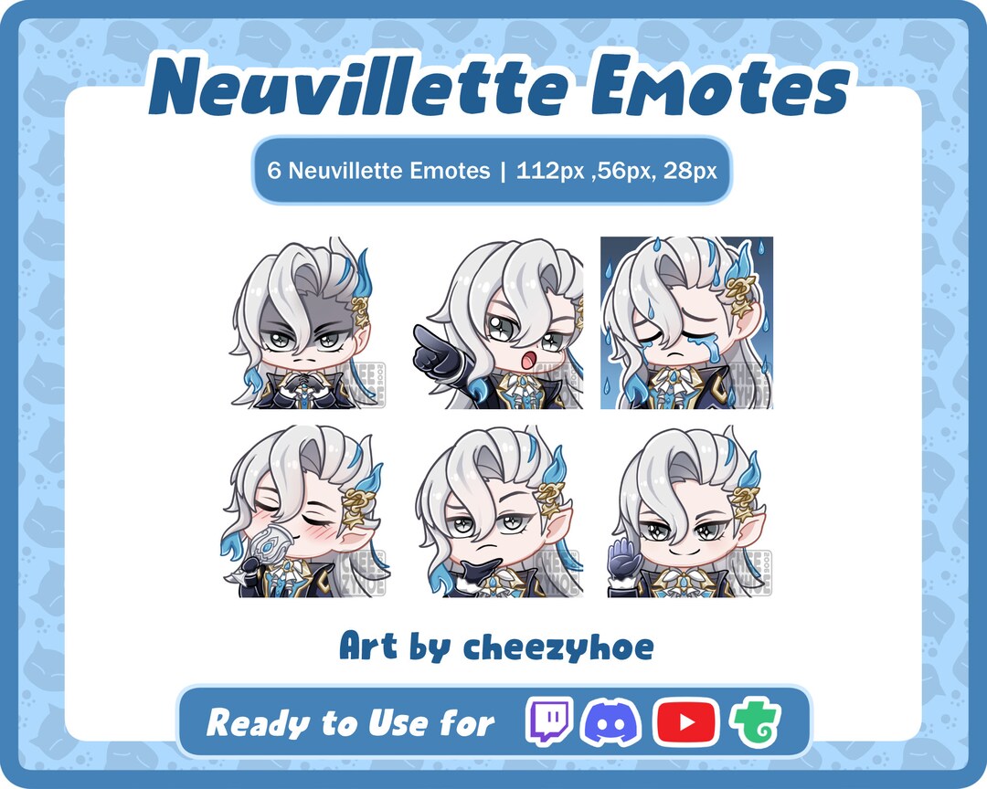 Genshin Impact 6 Pack Emotes Neuvillette Instant Download /P2U Premade ...