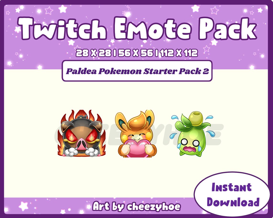 Premade Emotes Paldea Pokemon Starter Pack 2 Instant - Etsy