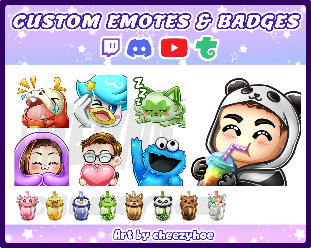 Custom Emotes and Badges Commission for Twitch,discord,trovo DIGITAL ...