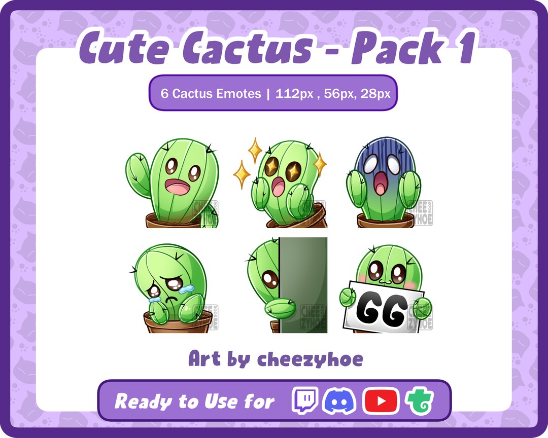 Cute Cactus - Pack 1 | Instant Download /P2U | Premade Emote - Etsy