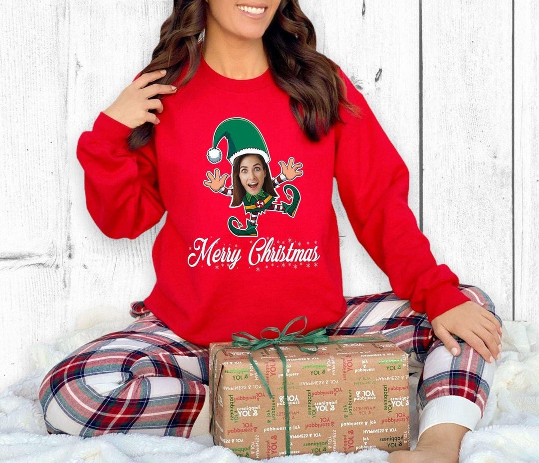 Custom Face Elf Sweatshirts, Face Holiday Hoodie, Personalized Elf ...