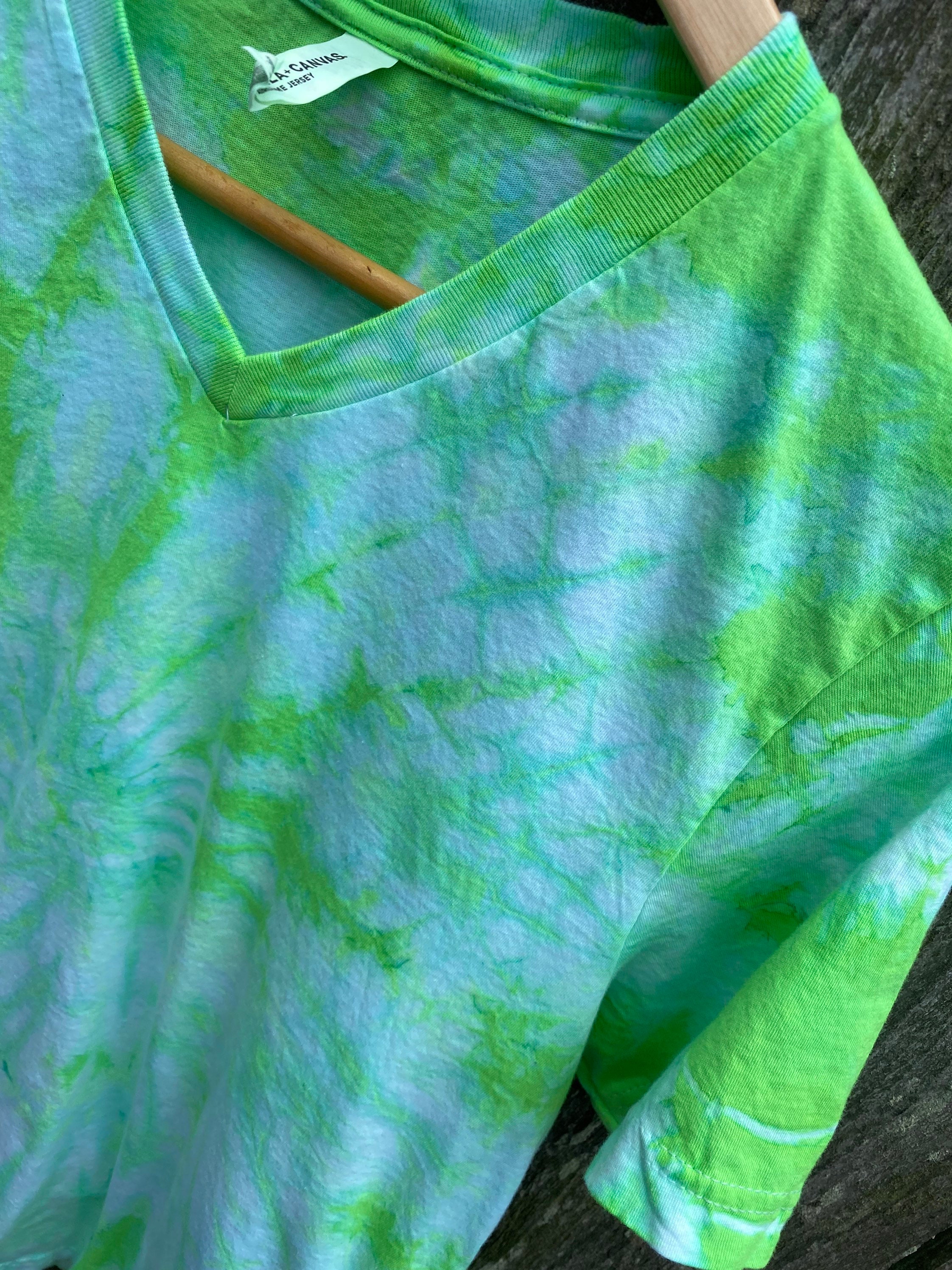 Lime Green Tie Dye V Neck T-shirt - Etsy